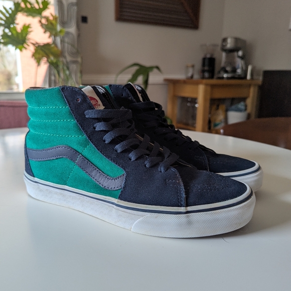 Vans | Shoes | Vans Hightop Sneakers In Green And Navy | Poshmark